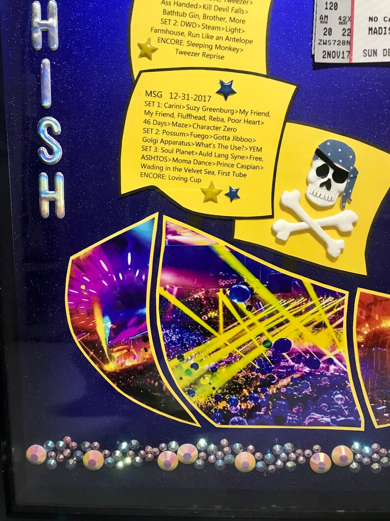 Phish NYE Ticket Stub Custom Shadow Box MSG New Years Eve Pirate Ship Live Music Display Picture ...
