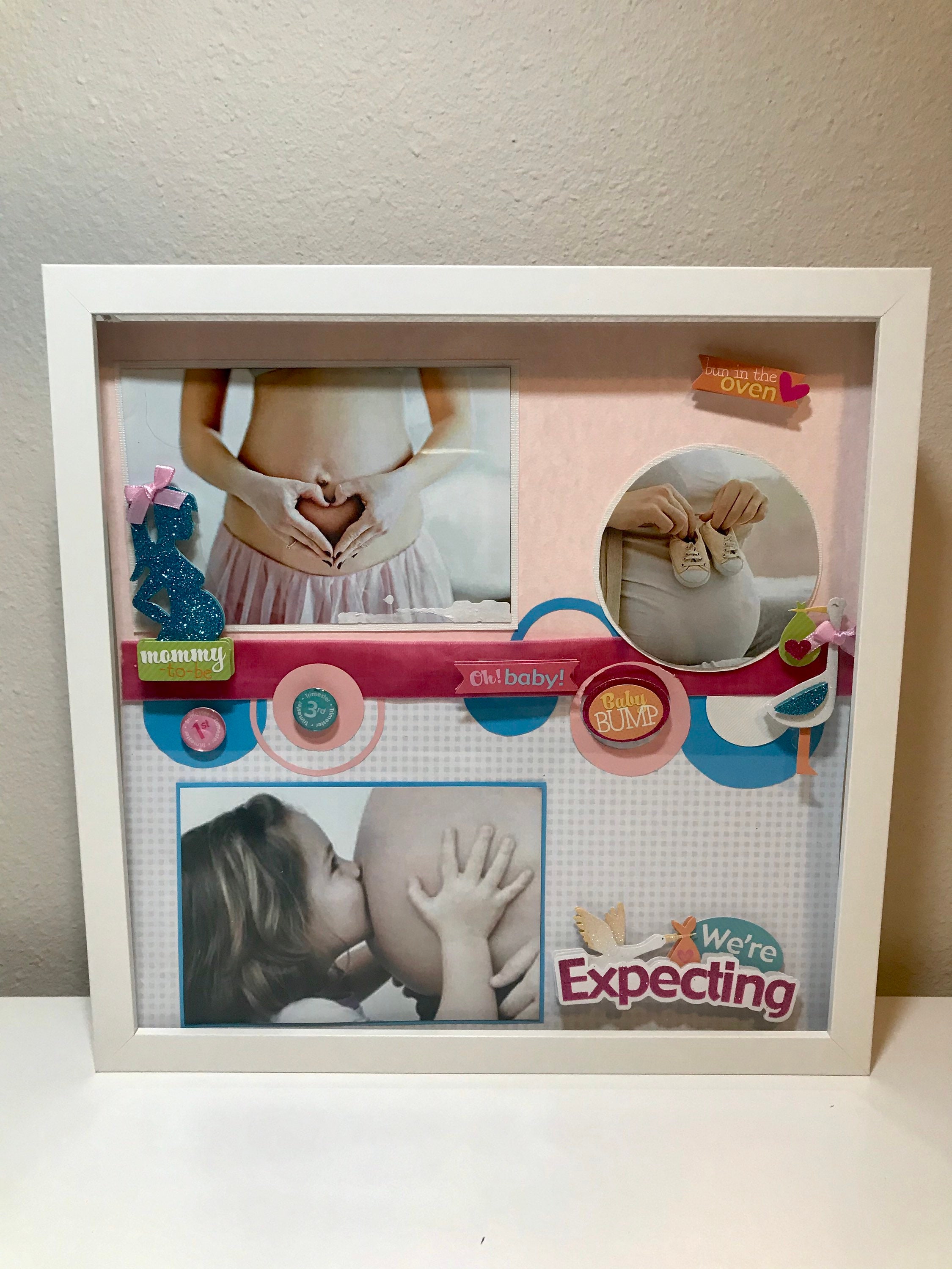 Custom baby shadow box Were Expecting pregnancy photo | Etsy