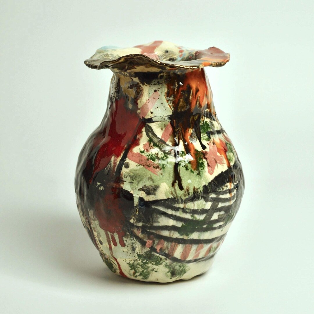 Handmade Ceramic Vase – Bold Abstract Art Design. Fine Art Ceramics for ...