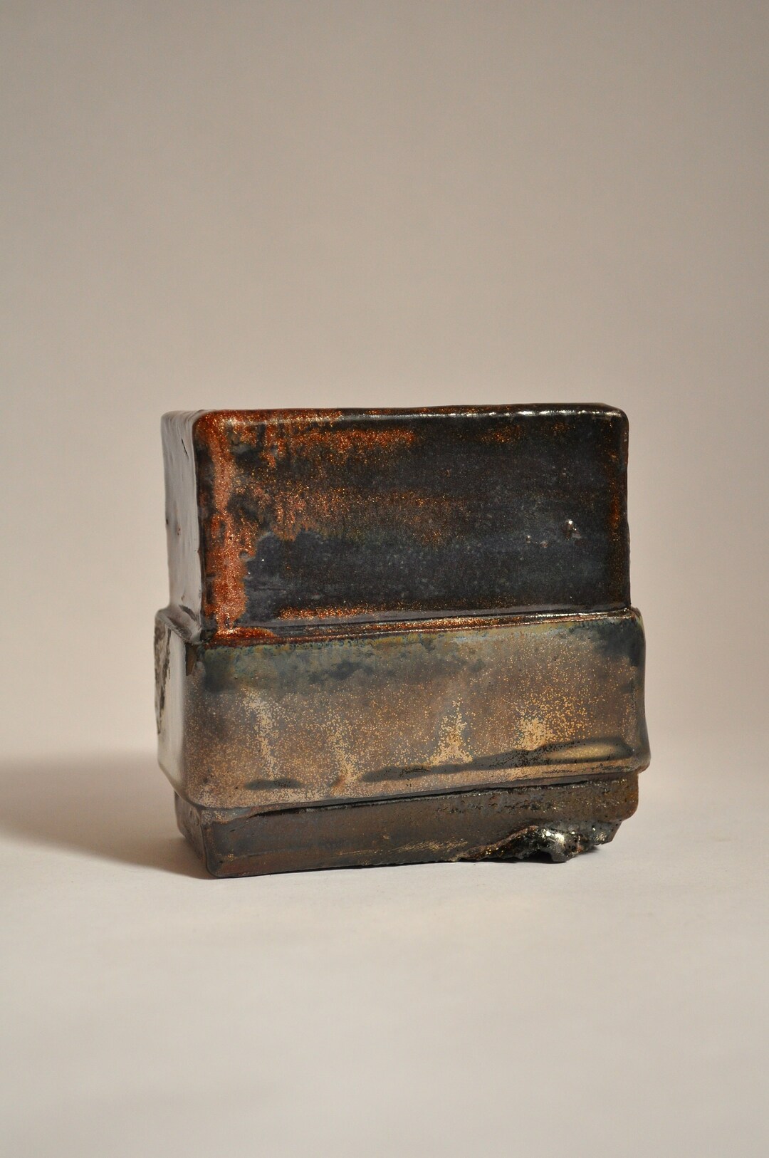 Handmade Rectangular Ceramic Vase With an Amazing Raku Effect and ...