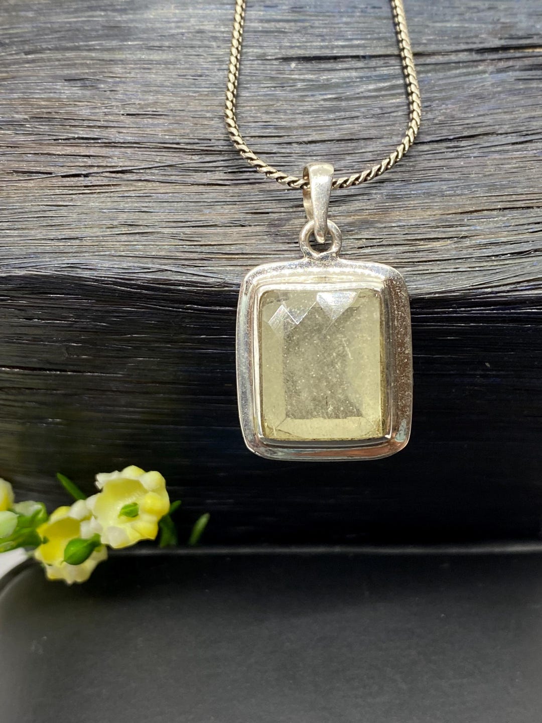 Faceted Libyan Desert Glass Pendant: Handmade 925 Silver Unisex Jewelry ...