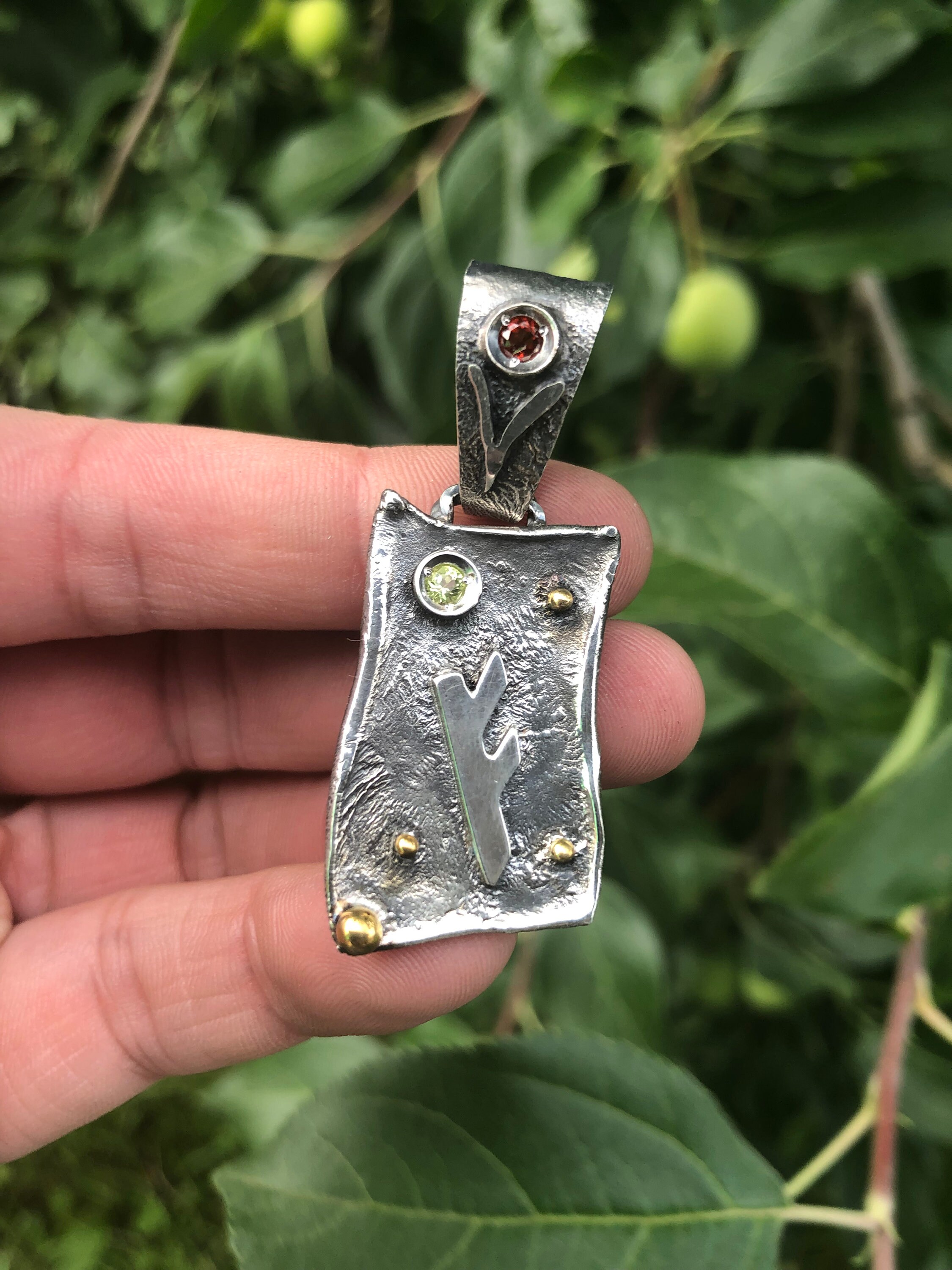 Runic Protection Pendant With 24k Gold Accents Artisan - Etsy