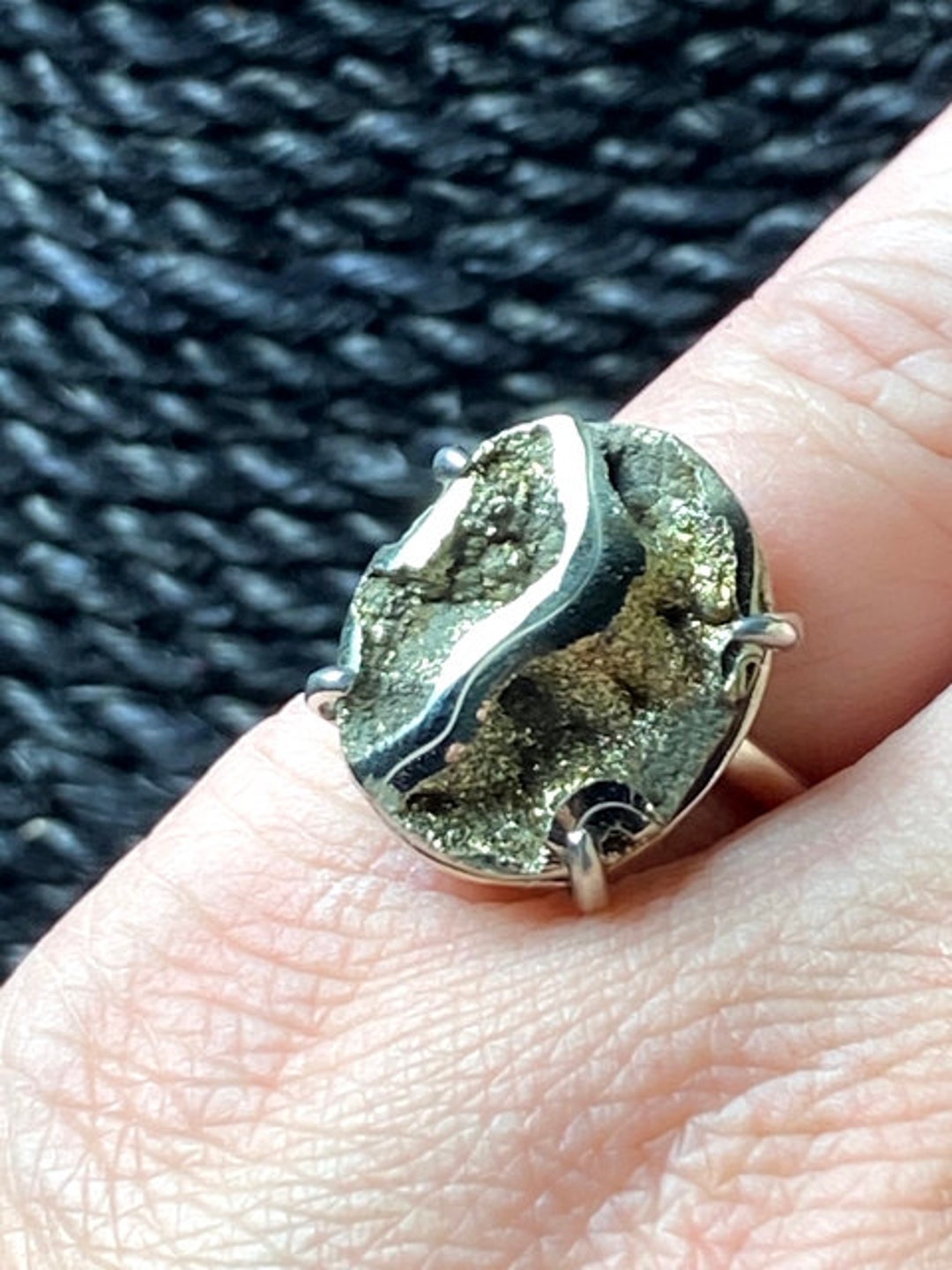 Ammonite Fossil Ring in Sterling Silver - Artisan Handmade Ring ...
