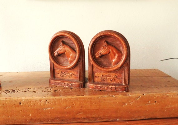 40s Horse Bookends / Old Harness Race Bookends / 1940s Harness - Etsy