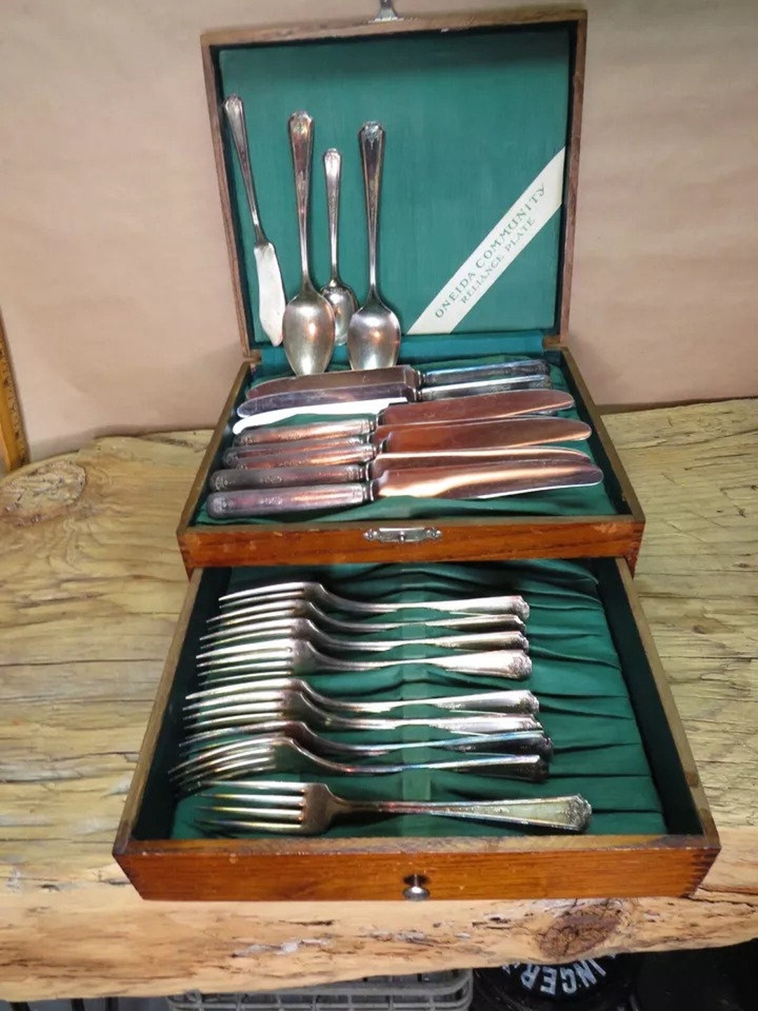 Antique Oneida Community Reliance Plate Original Box With Tudor Plate ...