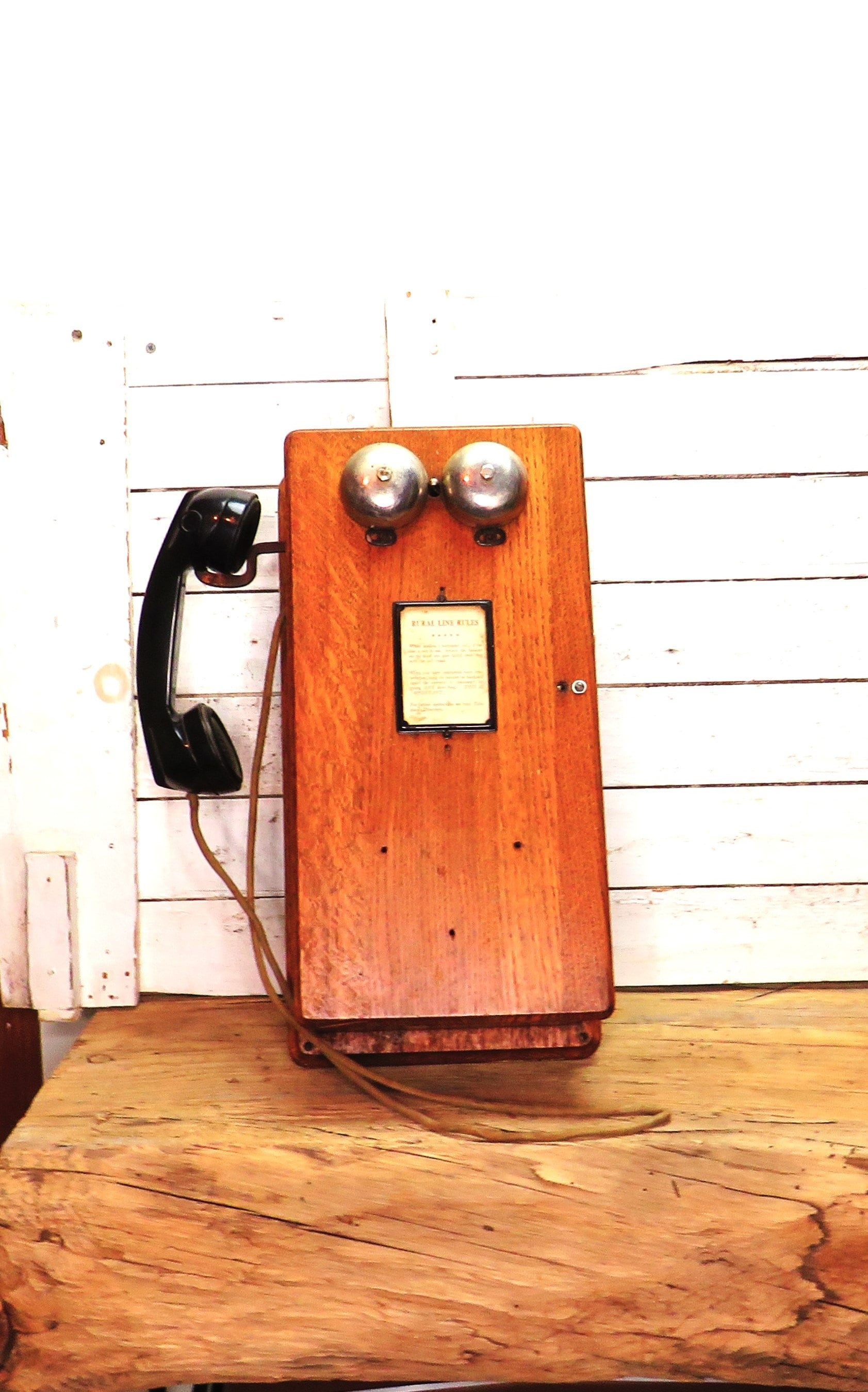 Antique Telephone / Oak Farmhouse Wall Telephone / Fast Safe N - Etsy