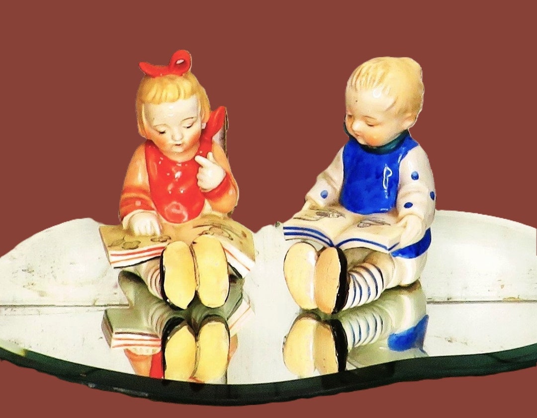 1950s Bookends / Hummel Inspired / Boy & Girl Reading Bookends / Fast ...