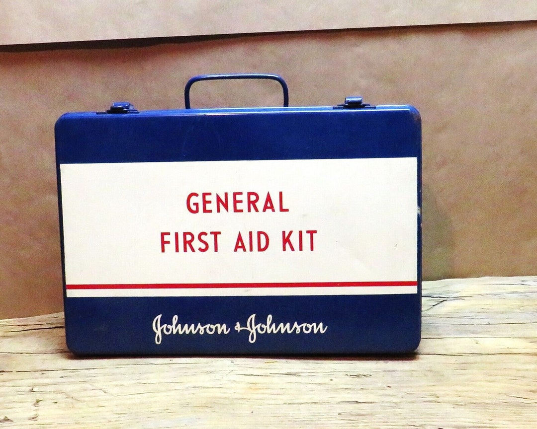 Vintage Johnson & Johnson General First Aid Kit Metal Box / Fast Safe ...