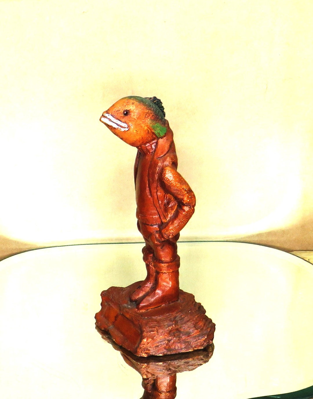 Carving Man With Fish Head / Fisherman Gift / Fast Safe Free Shipping ...