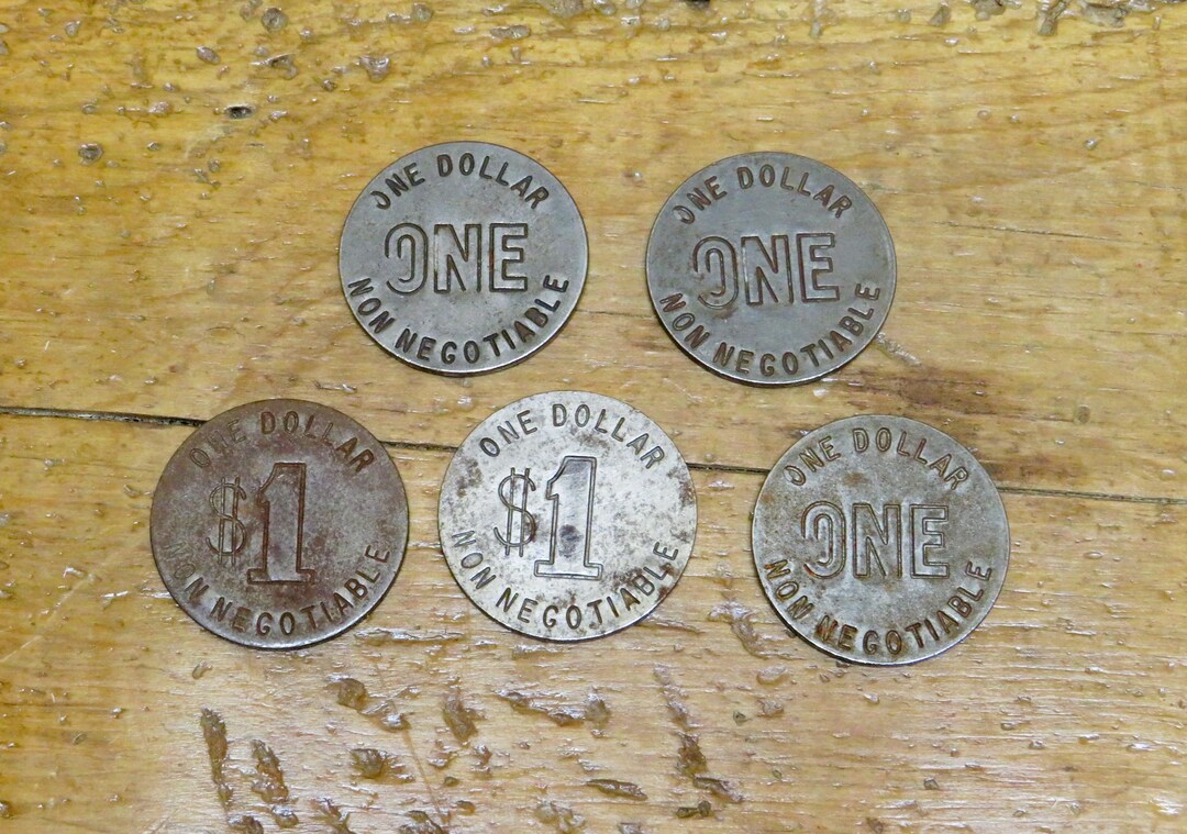 Vintage Steel One Dollar Tokens, Set of 5 - Etsy