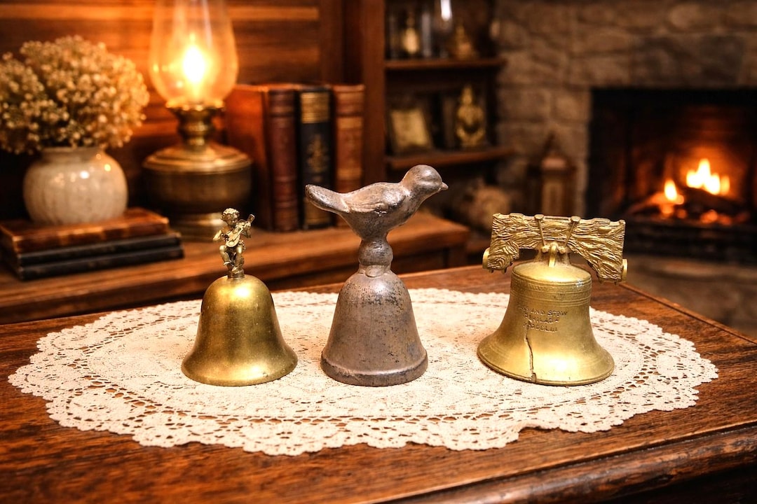 Three Vintage Bells, Brass & Cast Iron Small Bells - Etsy