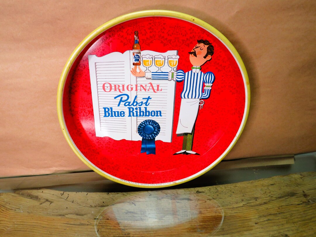 60s Pabst Blue Ribbon Beer Serving Tray 13" / Fast Safe Free Shipping ...