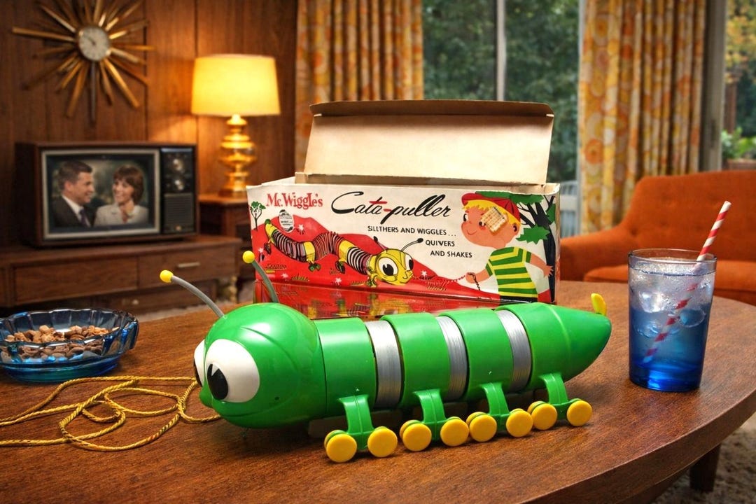 Vintage Mr. Wiggles Cata-puller Slinky Pull Toy, Boxed - Etsy