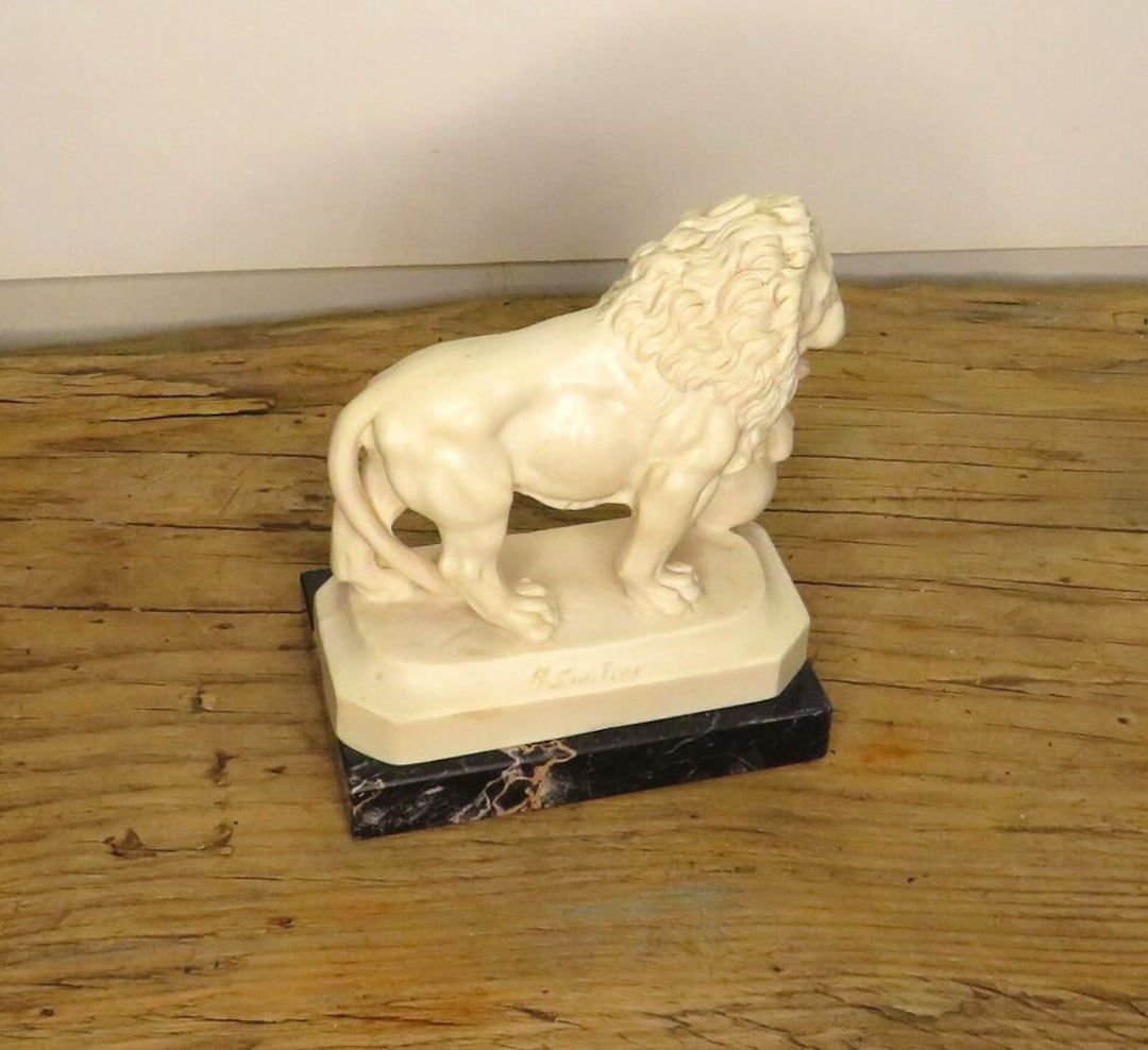 A. SANTINI Sculpture / Resin Lion Marble Base / Fast Safe Free - Etsy