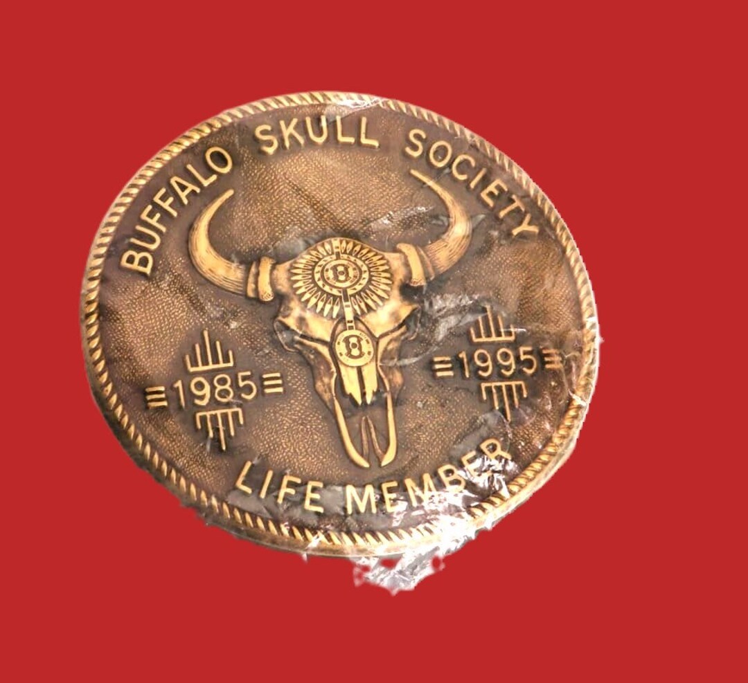 Vintage Buffalo Skull Society Belt Buckle / NOS Original Package / Fast ...
