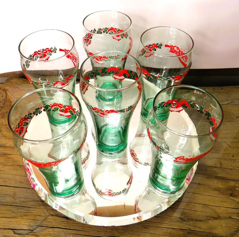 Vintage Coca-cola Christmas Glasses, 1990s Fountain Style, Set of 6 - Etsy