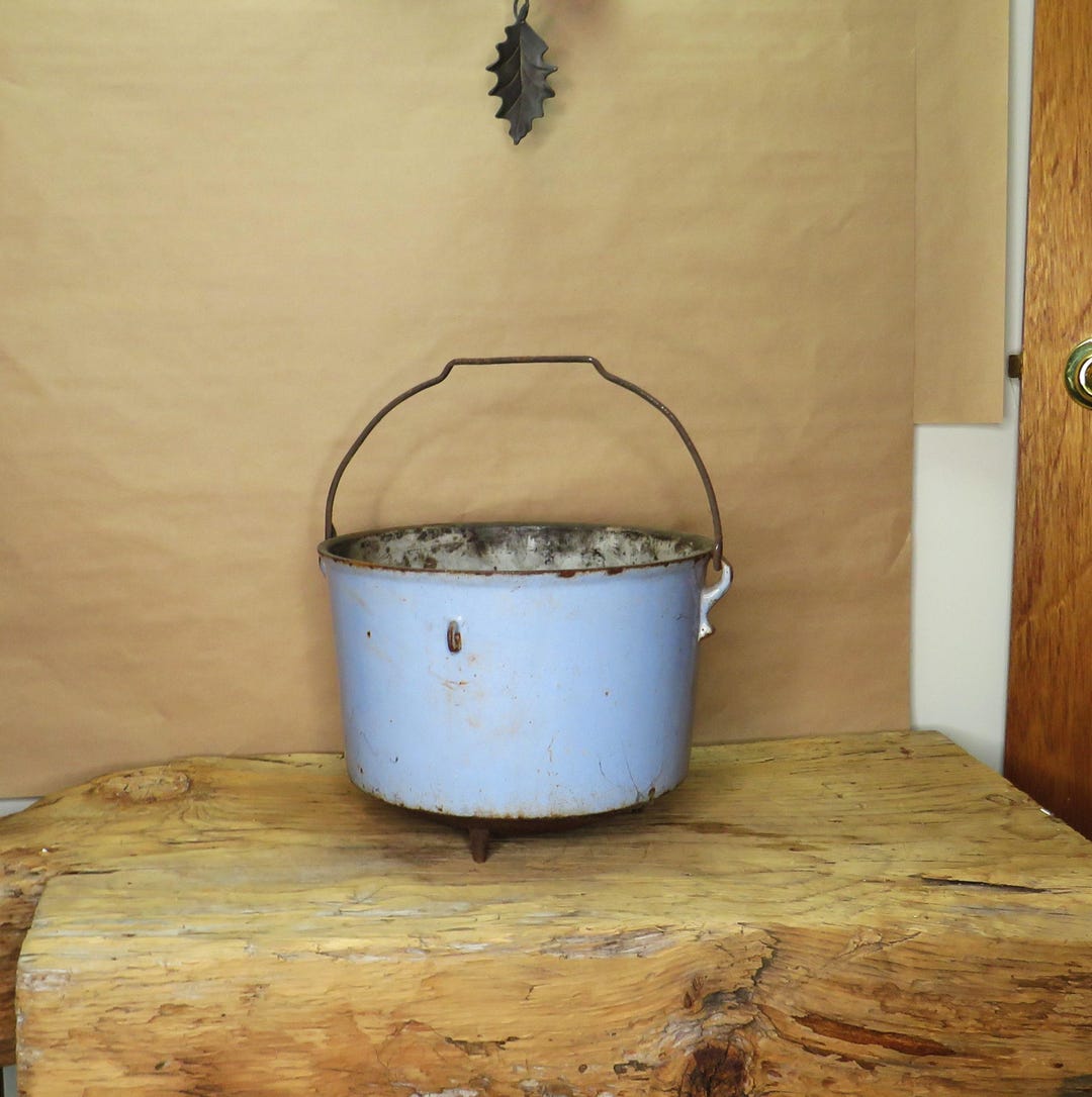 Antique Blue Cauldron / Cast Iron Rare / Fast Safe Free Shipping - Etsy