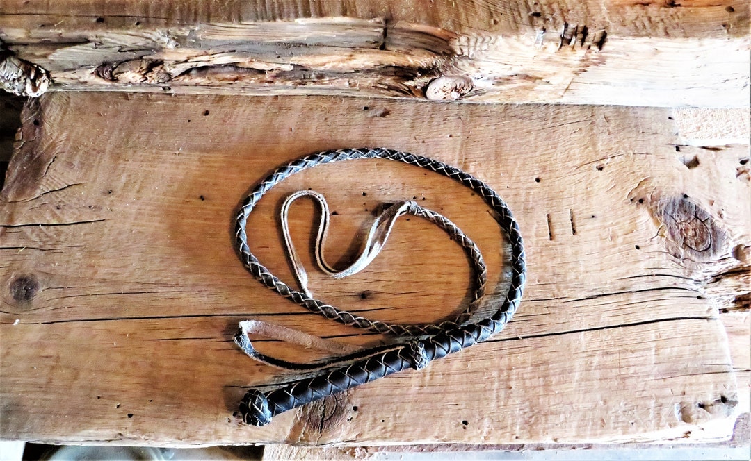 Vintage Leather Whip / Nice Older Leather Bull Whip / Shipping Fast ...