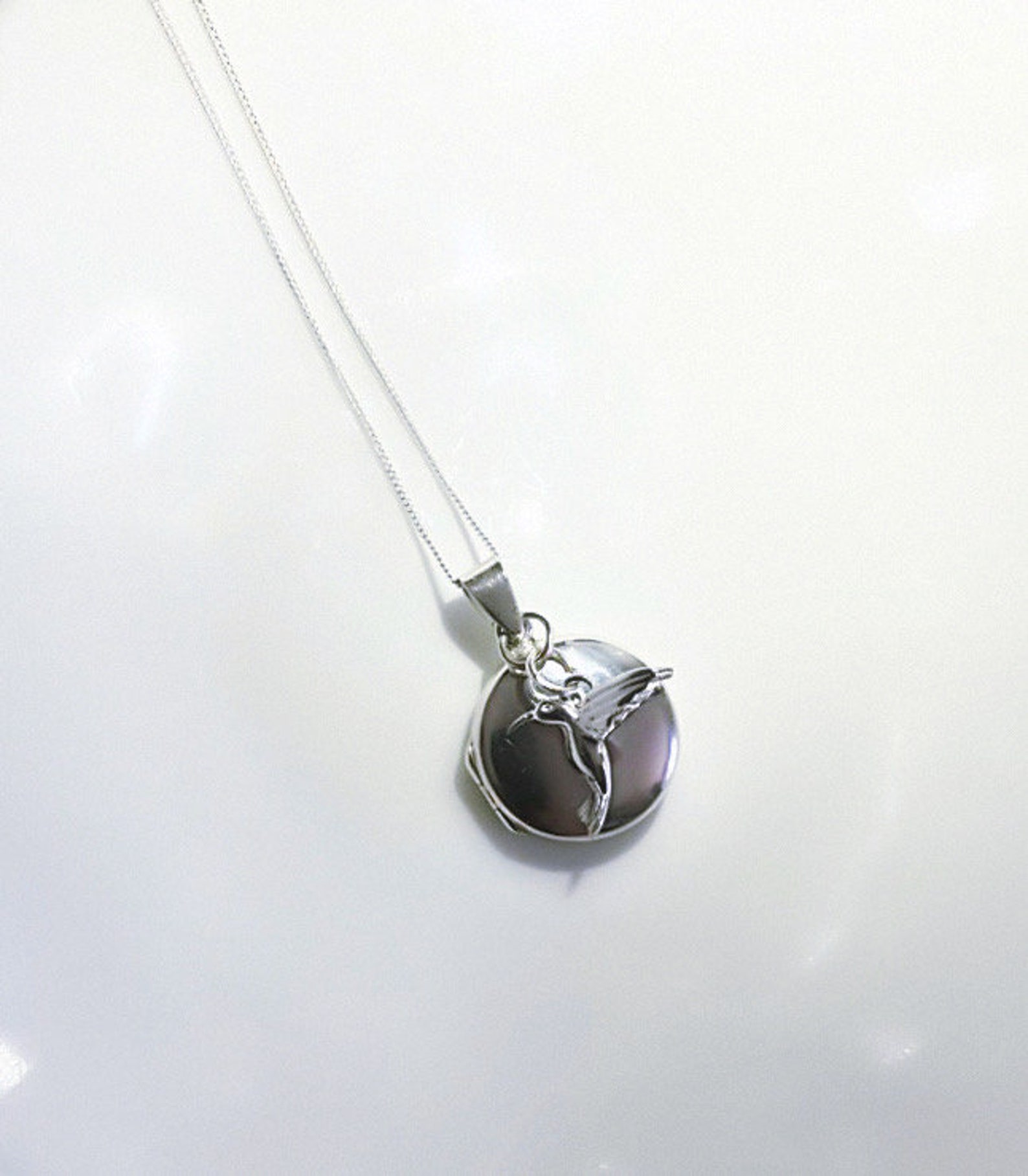 Sterling Silver Locket. Small Round Silver Locket With Silver - Etsy UK