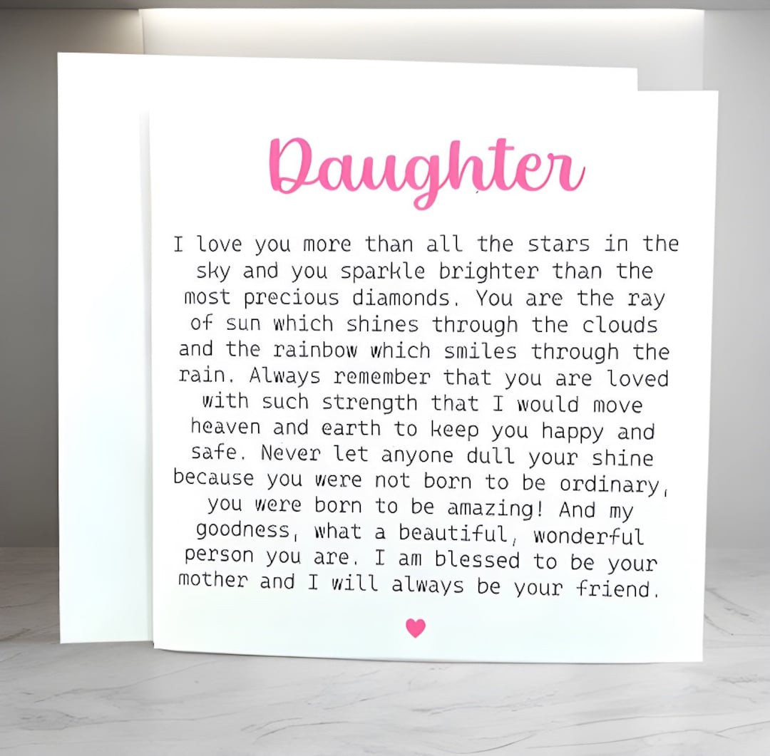 Daughter Birthday Card Poem Birthday Card for Daughter - Etsy