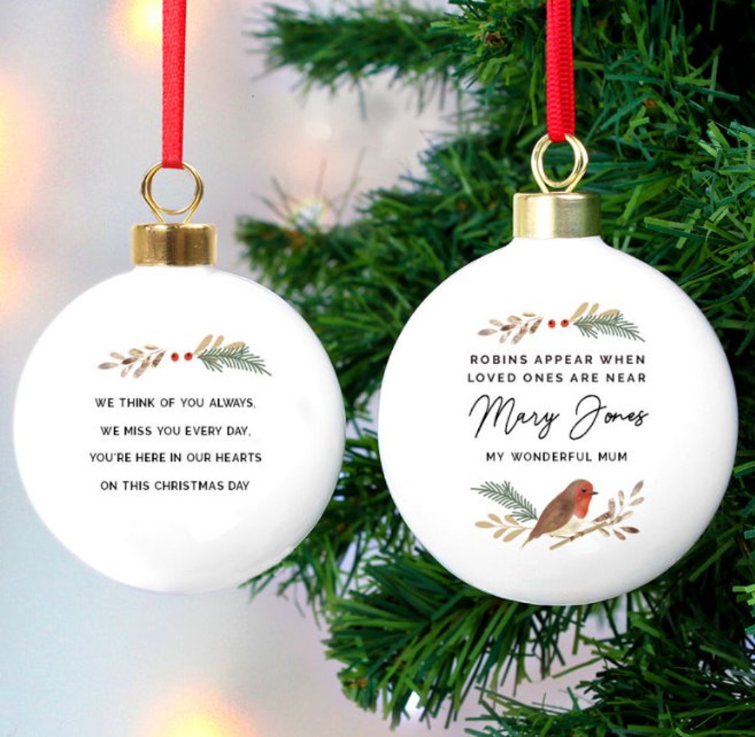 Personalised Robin Bauble. Memorial Bauble. - Etsy