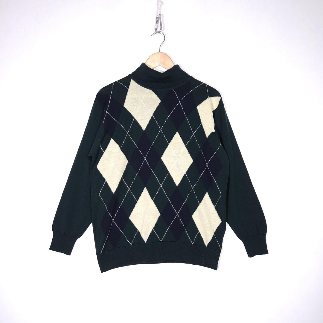 Vintage Pringle of Scotland Wool Sweater Argyle Turtle Neck Womens Size ...