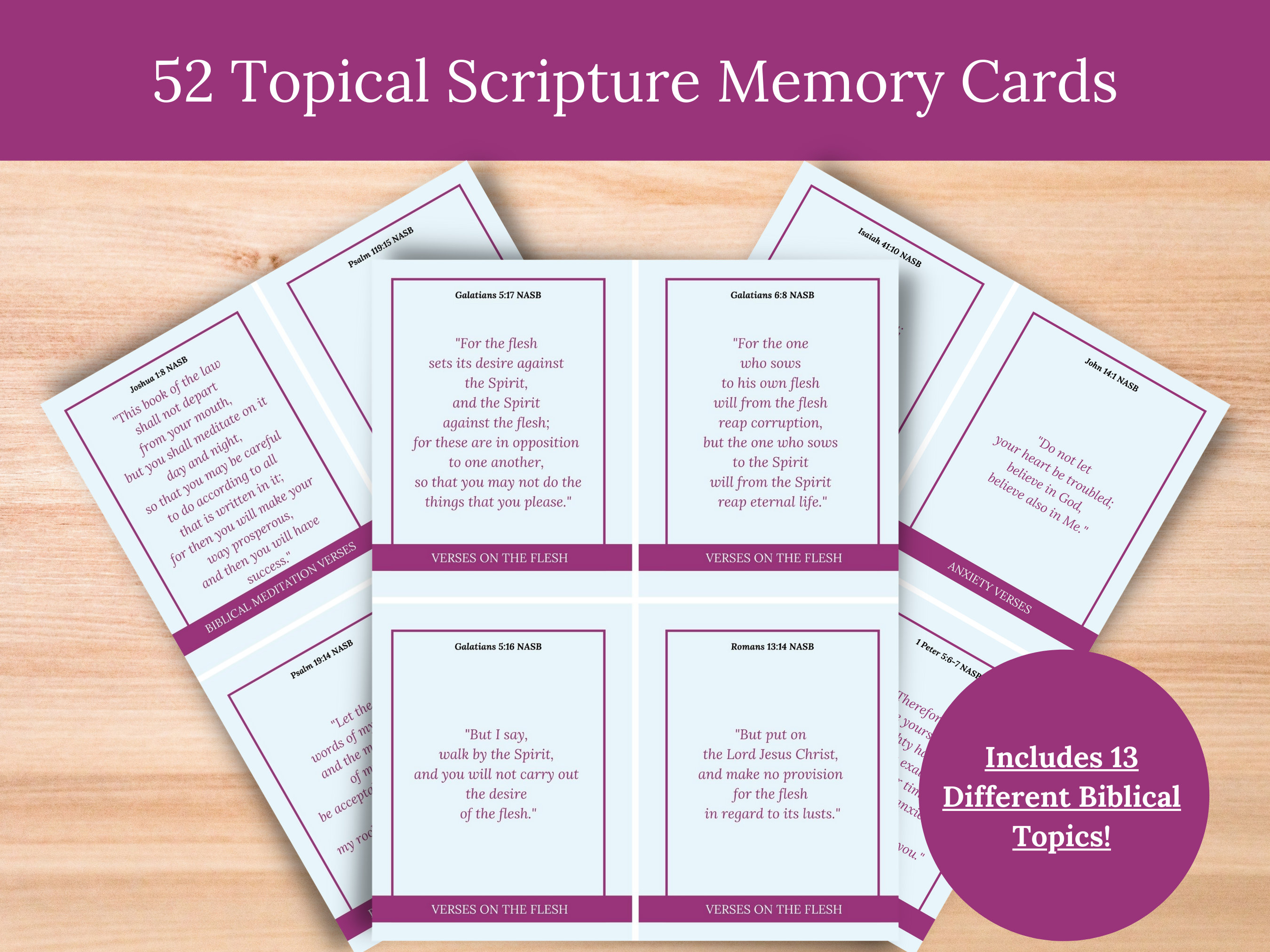 52 Printable Scripture Memory Cards Topical Bible Verse - Etsy