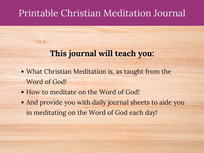 Printable Christian Meditation Journal, Biblical Meditation Journal ...