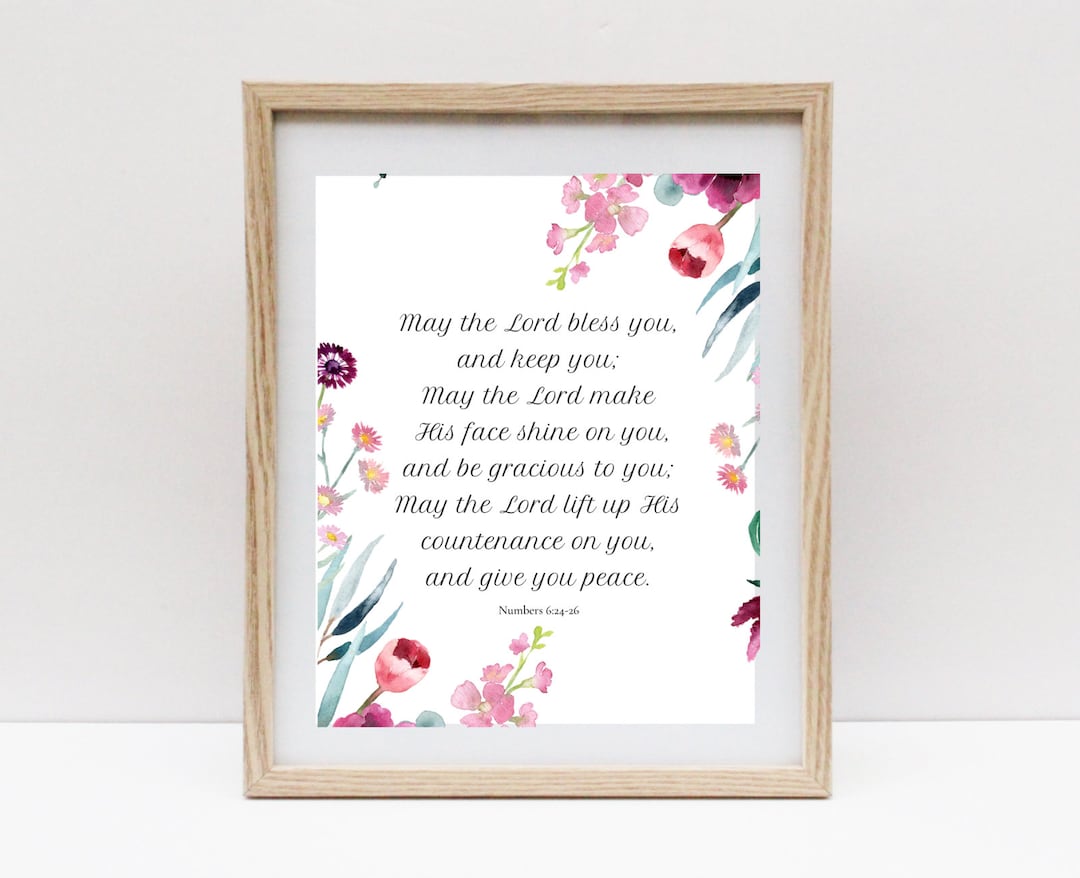 Numbers 6:24-26 Bible Verse Print, Prayer Printable, Prayer Wall Art ...