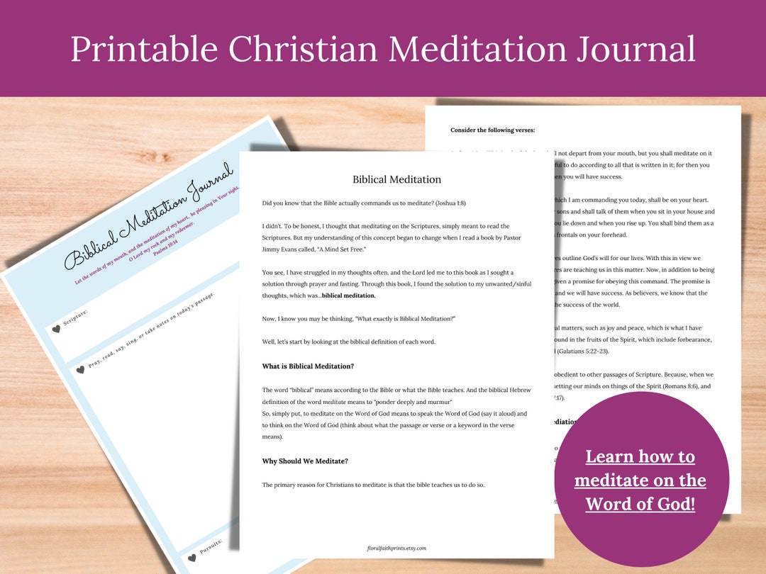 Printable Christian Meditation Journal, Biblical Meditation Journal ...