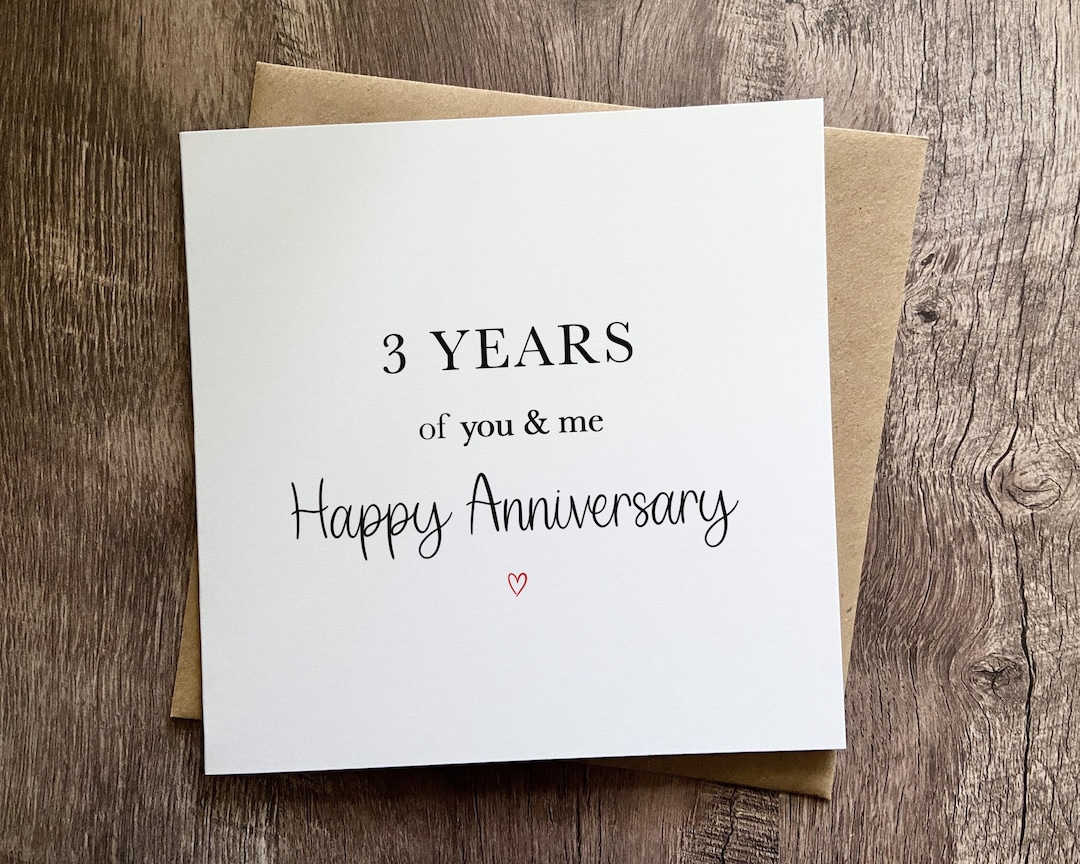 Happy Anniversary Card, 3 Years, Any Year, You & Me, Three Years, Gift ...