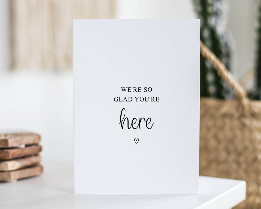 We're so Glad You're Here Card, Thinking of You, Wedding Gift, Support ...