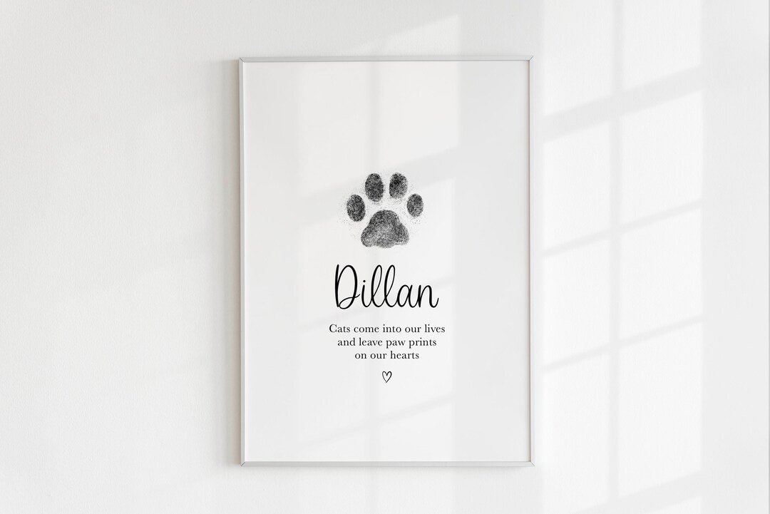 Personalised Cat Print Paw Prints on Our Hearts With Poem - Etsy UK