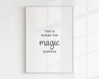This is Where the Magic Happens Home Decor, Gold Foil Print, Wall Art ...