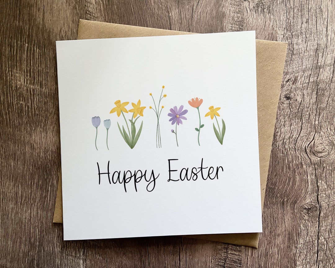 Happy Easter Card, Floral Card, Daffodils, Easter Gift, Spring ...