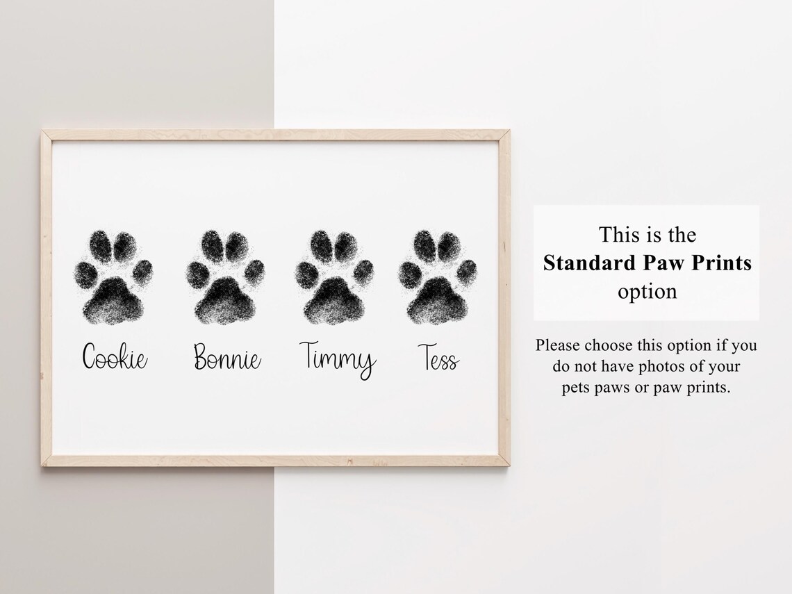Personalised Paw Print, Four Paws, Pet Memorial Gift, Dog or Cat, Dog ...