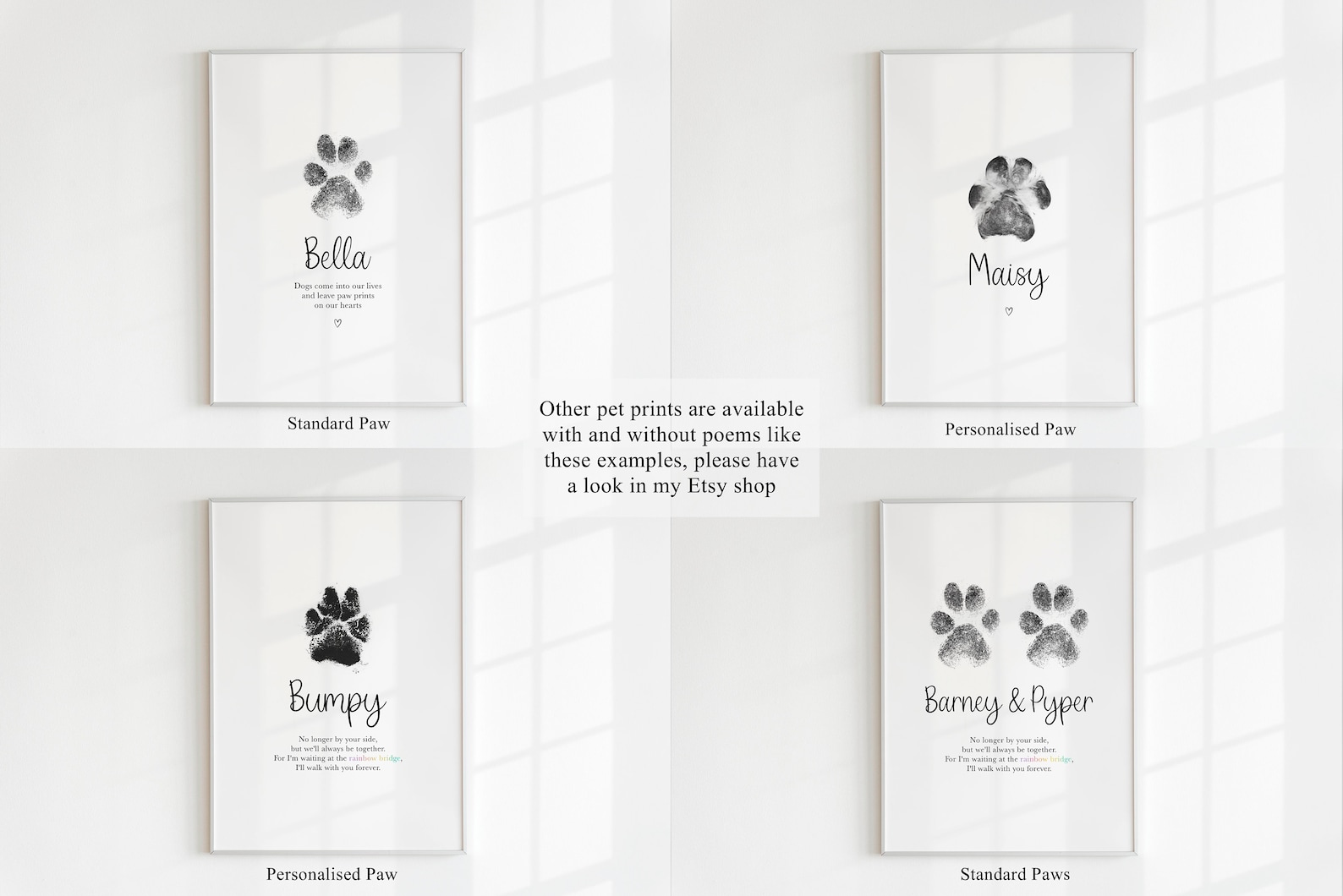 Personalised Dog Print, Paw Prints on Our Hearts, With Poem, Dog ...