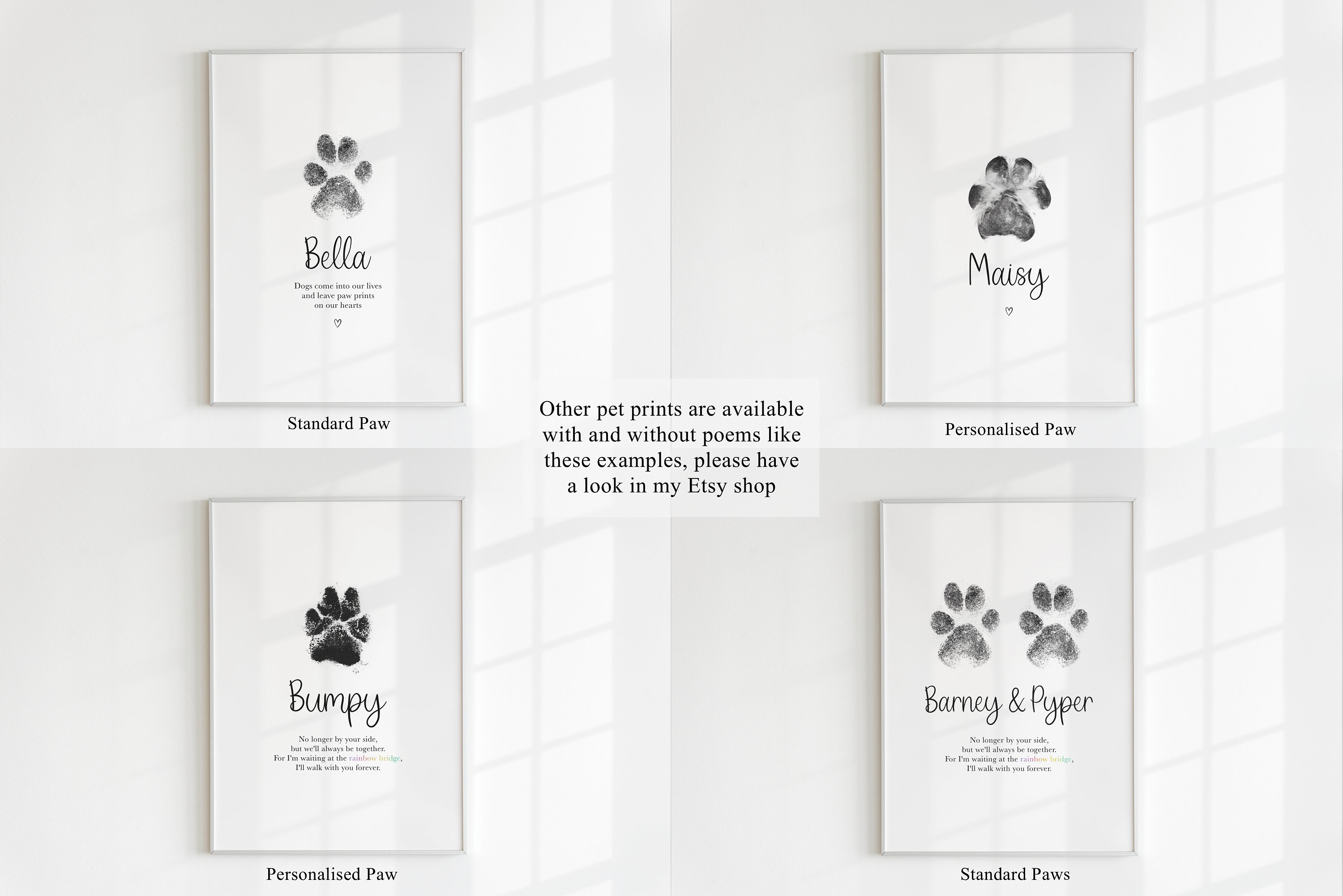 Personalised Dog Print, Paw Prints on Our Hearts, With Poem, Dog ...