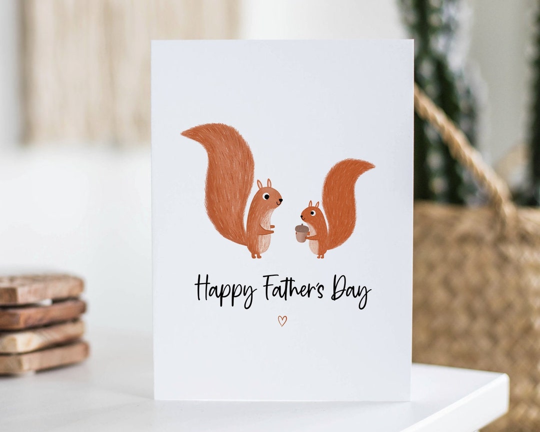Happy Father's Day Card, Cute Card for Dad, Squirrels, Gift for Dad ...