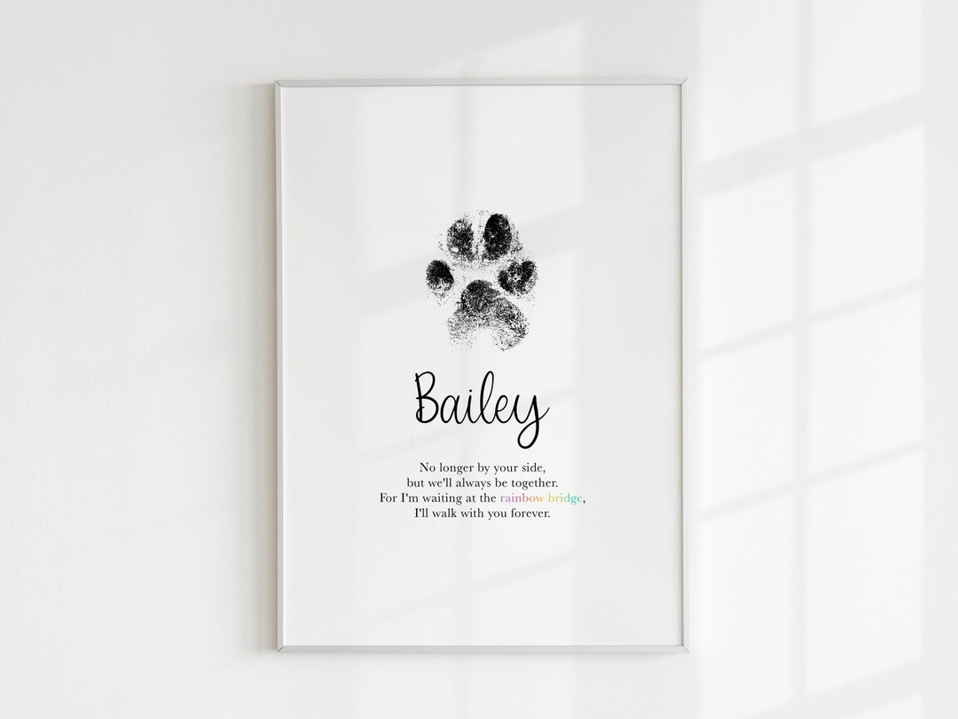 Personalised Dog Print, Paw Print, Pet Memorial Gift, Dog Poem, Pet ...