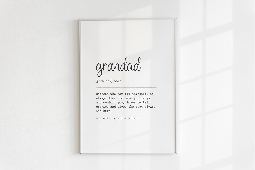 Grandad Definition Print, Personalised Grandad Gift, July Birthday ...