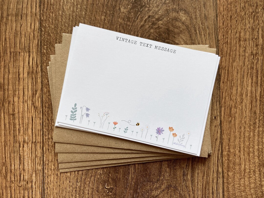 Vintage Text Message, A6 Notecards With Envelopes, Set of 5 or 10 ...