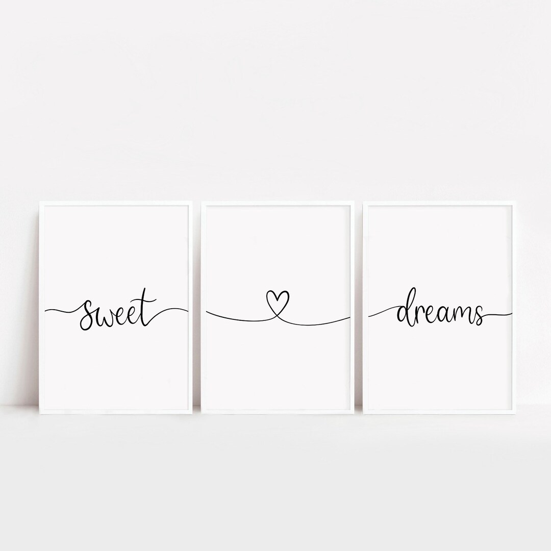 Set of 3 Sweet Dreams Prints, Bedroom Prints, Above Bed Decor, Love ...