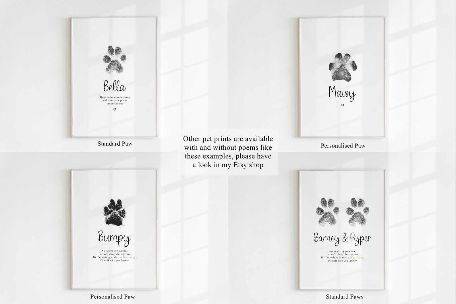 Personalised Paw Print, Four Paws, Pet Memorial Gift, Dog or Cat, Dog ...