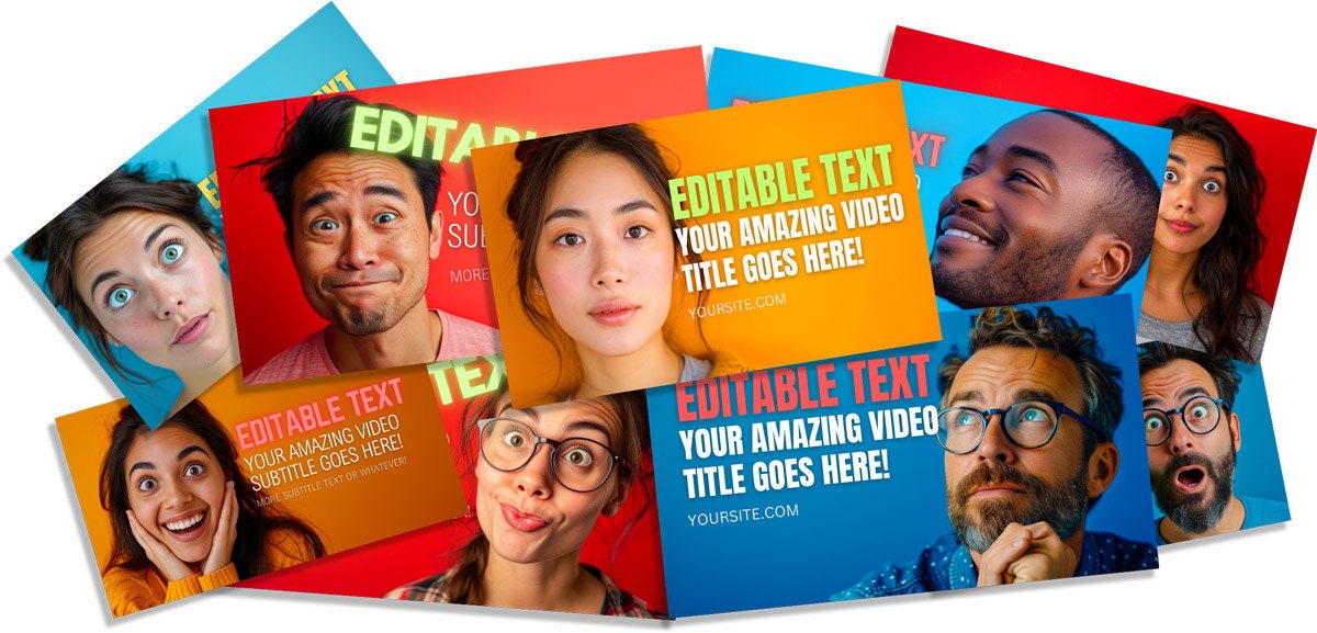 1000 Youtube Thumbnail Faces With Editable Templates | Includes Canva ...