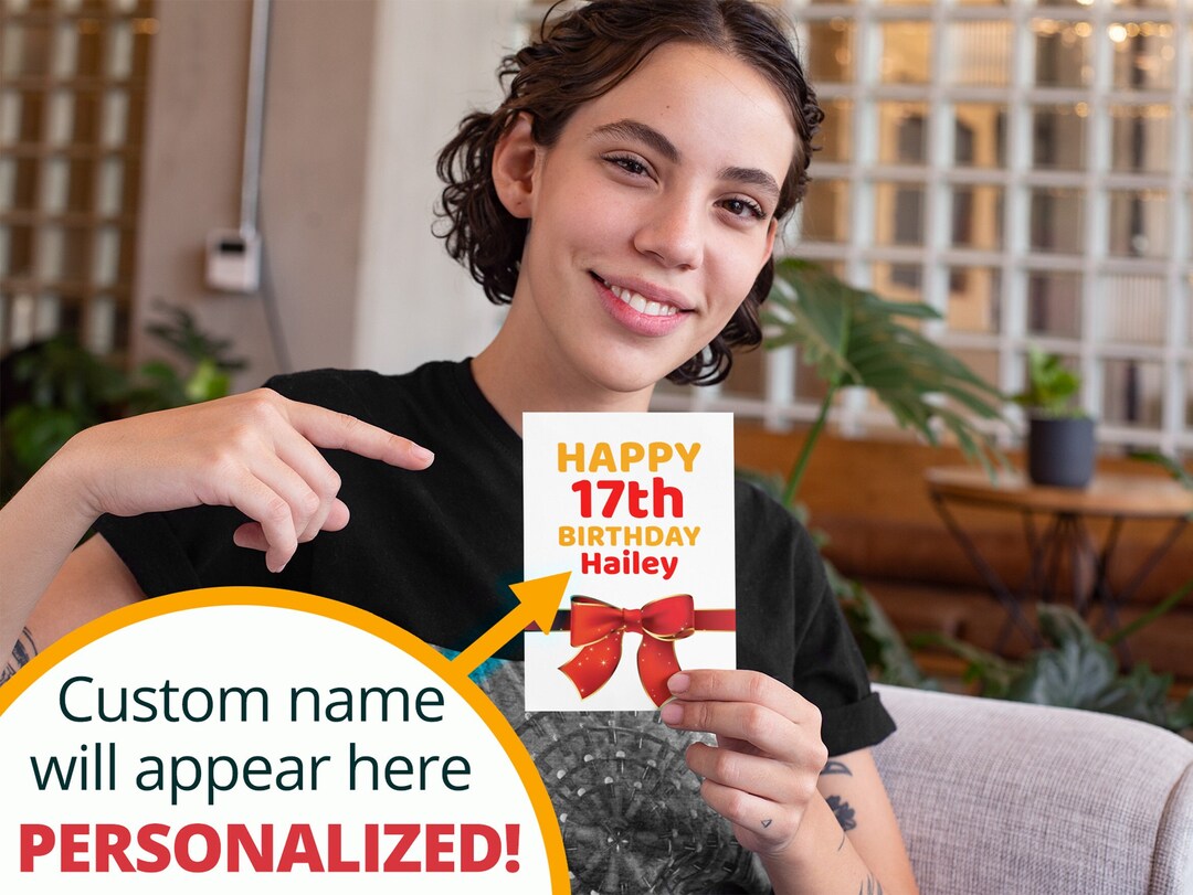 Happy 17th Birthday Card - Printable, Personalised With Your Friend's ...
