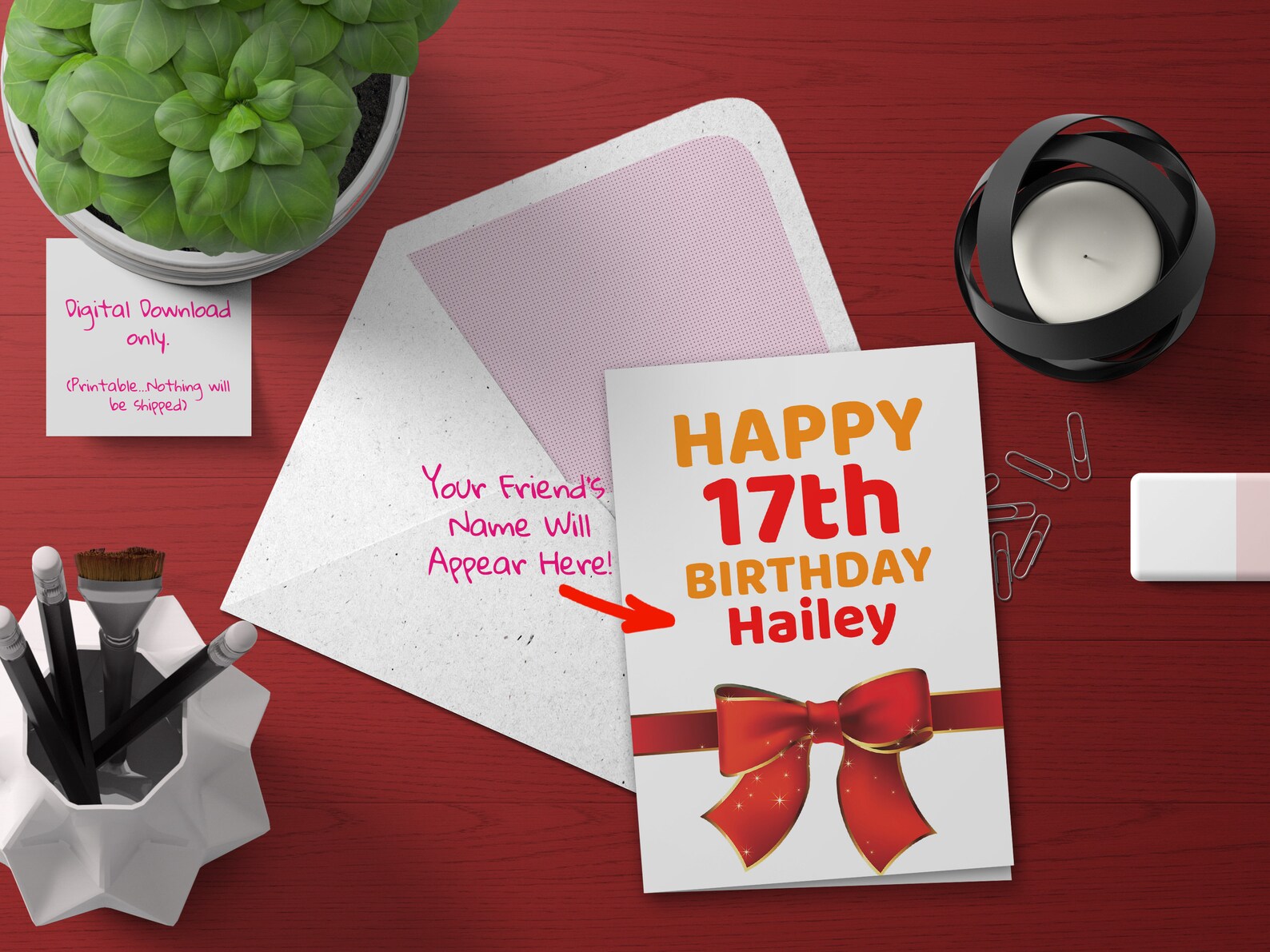 Happy 17th Birthday Card - Printable, Personalised With Your Friend's ...