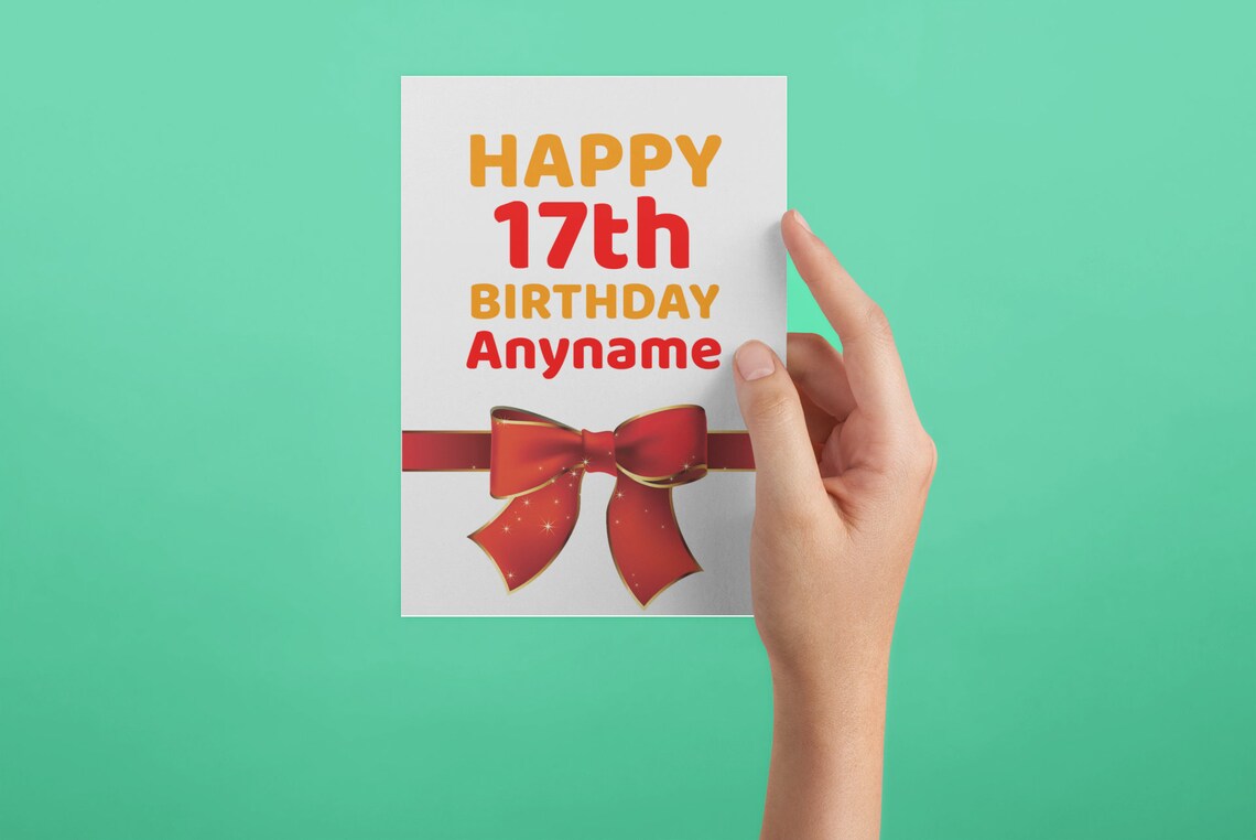 Happy 17th Birthday Card - Printable, Personalised With Your Friend's ...