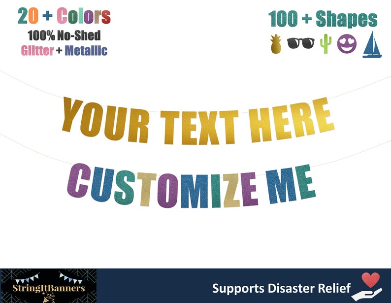 Custom Text Banner 5 Your Text Here Custom Party - Etsy