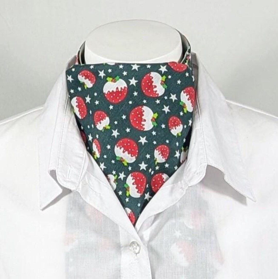 Green Christmas Ascot Cravat, Polycotton Balls Print Necktie - Etsy